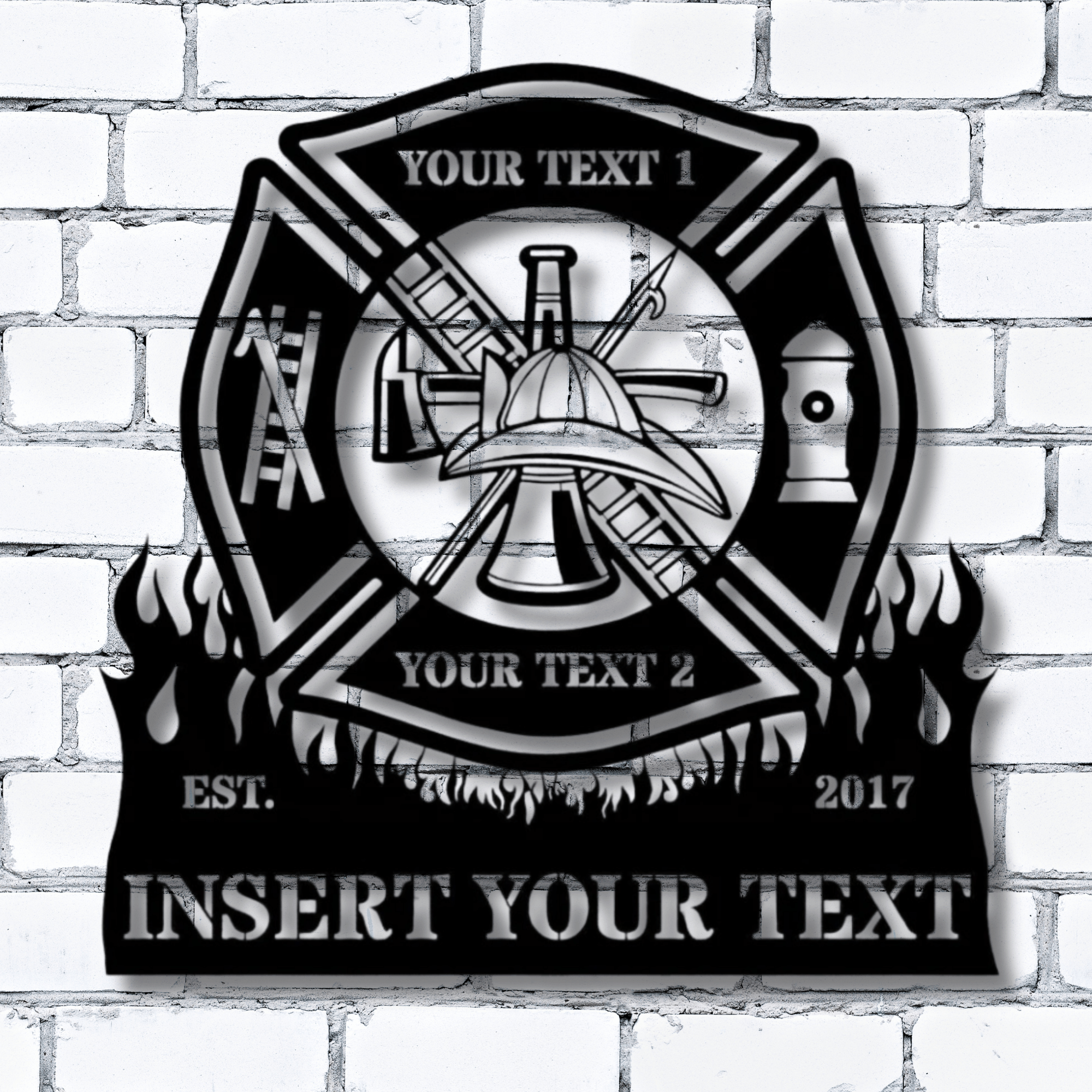 Personalized Firefighter Metal Sign - Custom Maltese Cross Fire Dept D ...