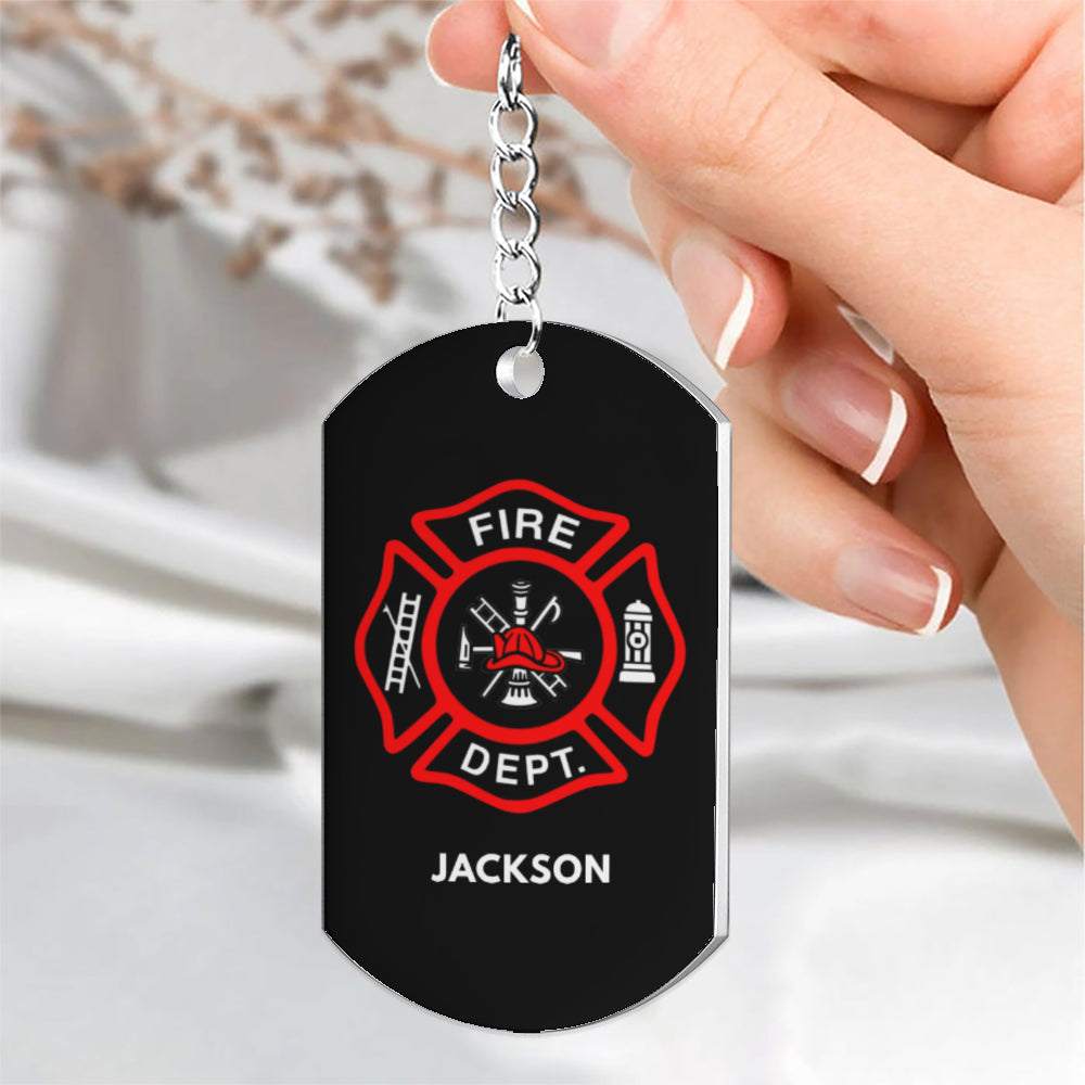 Custom Firefighter Keychain - Personalized Name Fire Dept ...